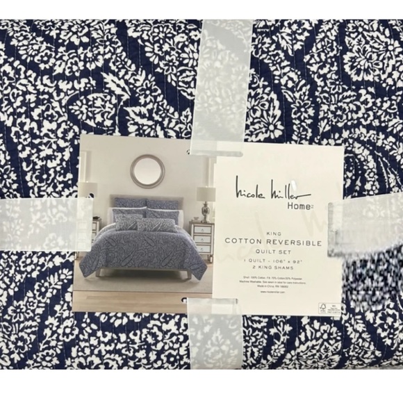 Nicole Miller | Bedding | Nicole Miller Blue And White King Cotton ...